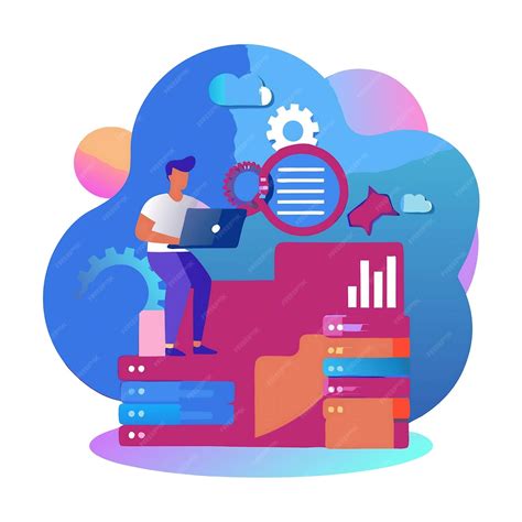 Data Analysis And Cloud Computing Concept With Servers And Users Premium Ai Generated Vector