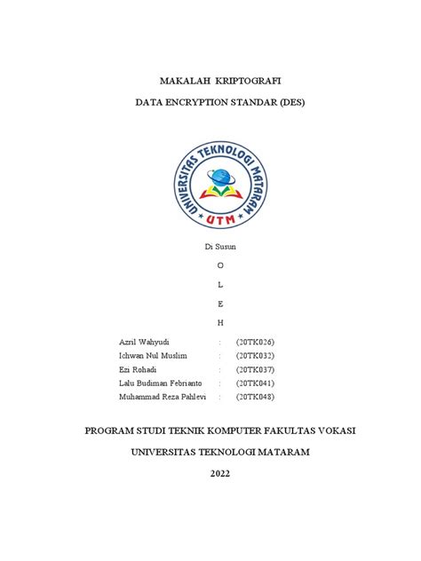 Makalah Algoritma Kriptografi Des Dengan Implementasi Aplikasi Bahasa Pemrograman Web Php Dan