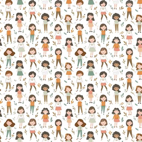Premium Ai Image Girl Scout Promise Scenes Seamless Pattern T