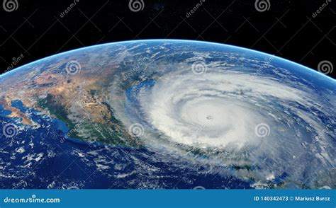 Hurricane Visible Above The Earth Satellite View Elements Of This