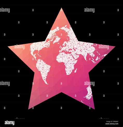 World Network Map Berghaus Star Projection Wired Globe In Berghaus Projection On Geometric Low