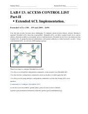 LAB13 Pdf Student Name Student Roll Num LAB 13 ACCESS CONTROL LIST