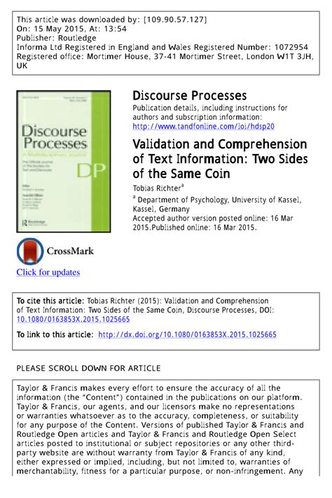 Pdf Validation And Comprehension Of Text Information Two Sides Of