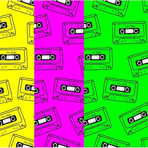 Premium Vector A Colorful Pattern With A Cassette Tape On It