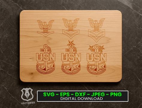 Navy Enlisted Rank Insignia Svg Bundle E4 E9 Layered Cut Files Etsy
