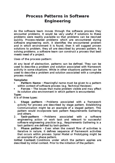 Types Of Process Patterns In Software Engineering Design Talk