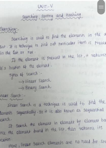 Searching Sorting And Hashing Data Structure Engineering Handwritten Notes Pdf Shop