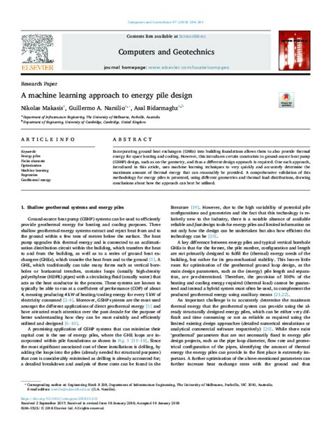 Pdf A Machine Learning Approach To Energy Pile Design