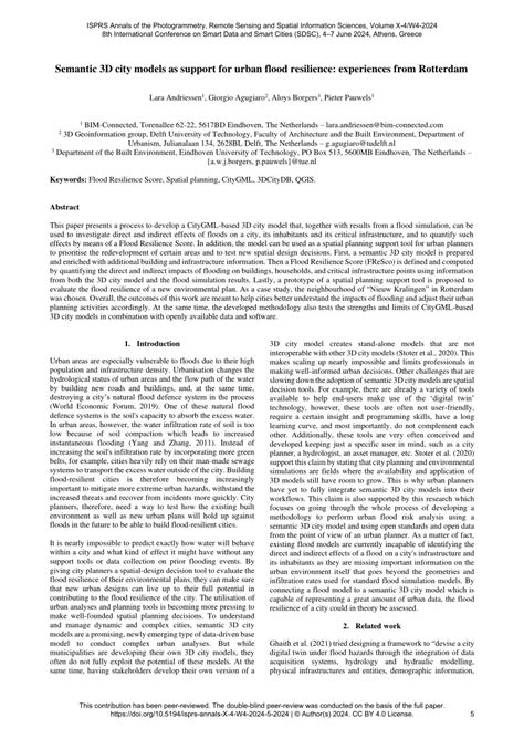 pdf semantic 3d city models as support for urban flood resilience experiences from rotterdam