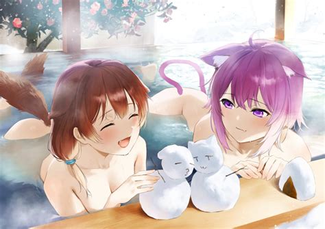 rule 34 2girls blush cheerful closed eyes completely nude completely