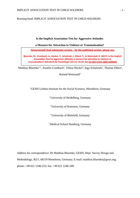 Pdf Is The Implicit Association Test For Aggressive Attitudes A