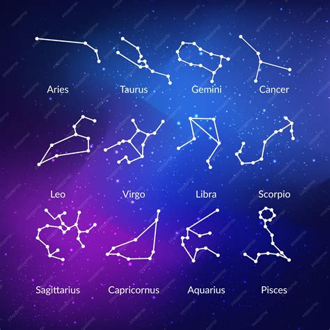 Premium Vector Zodiac Constellations On The Background Of A Dark