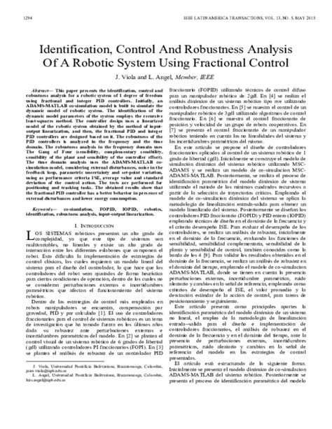 Pdf Identification Control And Robustness Analysis Of A Robotic System Using Fractional