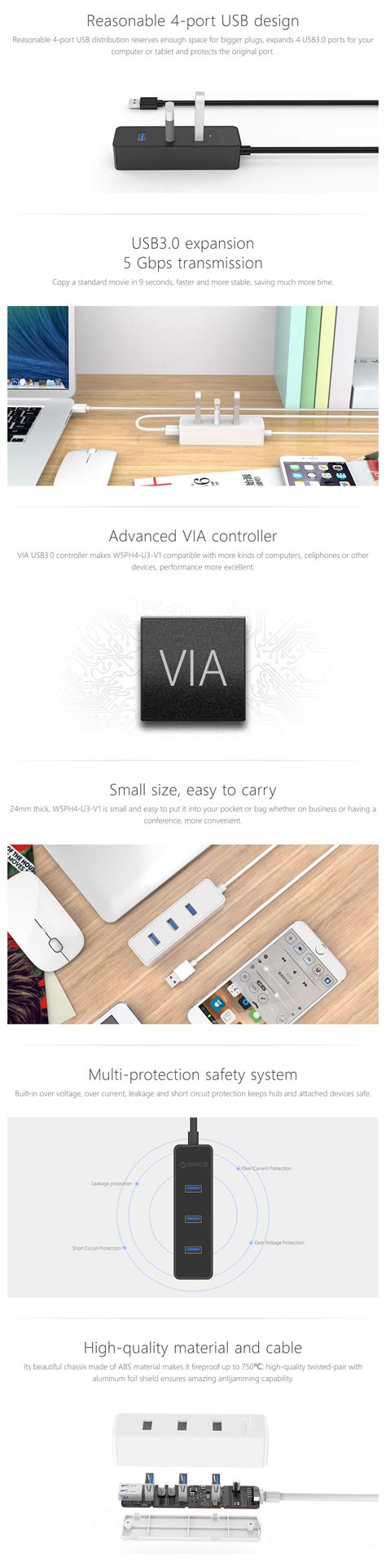 Orico W Ph Port Usb Hub Black Umart Com Au