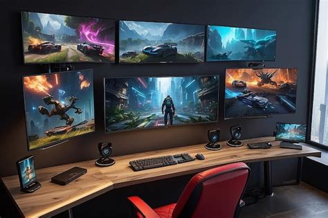 Premium Photo Multiscreen Gaming Setup Serious Gamers And Multitaskers
