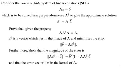 Solved Consider The Non Invertible System Of Linear Chegg Com