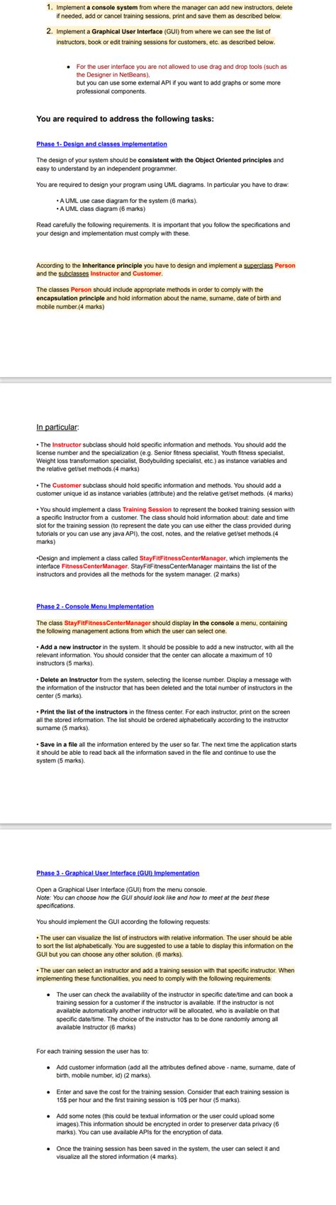 Solved 1 Implement A Console System From Where The Manager