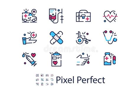 Modern Linear Icons On The Theme Of Medicine Stock Illustration