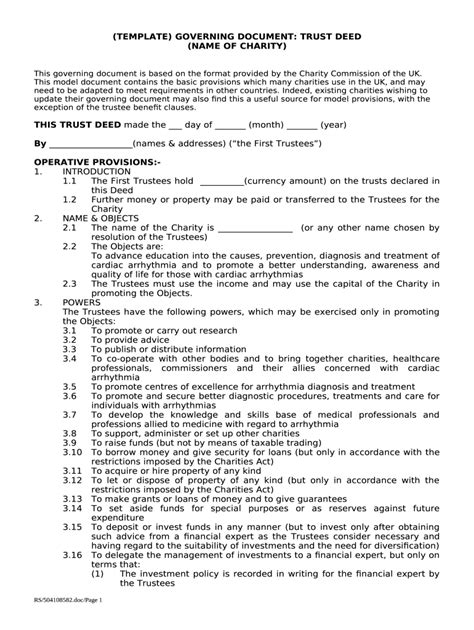 Governing Document For Charity Fill Online Printable Fillable