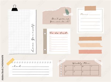 Cute Memo Template A Collection Of Striped Notes Blank Notebooks And Torn Notes Used In A