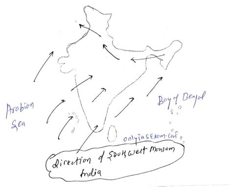 The Outline Map Of India Shows The Direction Of The Southwest Monsoon