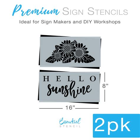 Reusable Hello Sunshine Round Stencil Set 2pk Summer Collection Essential Stencil