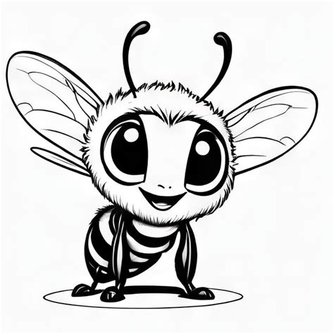 Wasp Outline Black And White Cute Coloring Book Premium Ai Generated