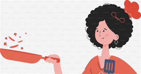 한 여자가 허리 깊이에 서서 손에 주걱을 들고 있습니다 격리 Presentations Sites에 대한 요소입니다 벡터 그림 벡터 Unsplash의 요리 이미지