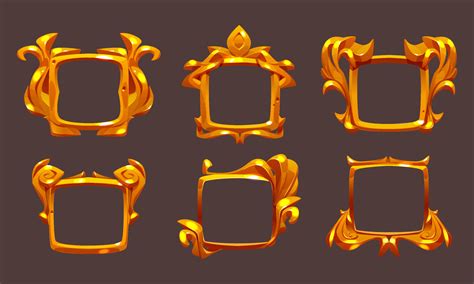 Square Ui Game Frames Gold Textured Ornate Rims 13455191 Vector Art At Vecteezy