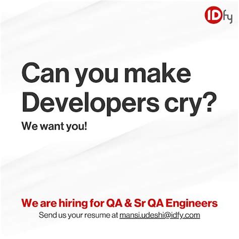 Hiring Qaengineer Joinourteam Qualityassurance Techjobs Suhel Khan