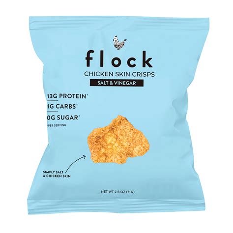 Flock Chicken Skin Crisps Salt And Vinegar 2 5 Oz Bag Nassau Candy