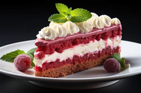 Premium Vector A Piece Of Nobake Fresh Raspberry Cheesecake With Red