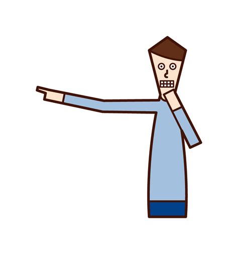 멀리 가리키는 남자의 그림 무료 일러스트 소재집 Kukukeke