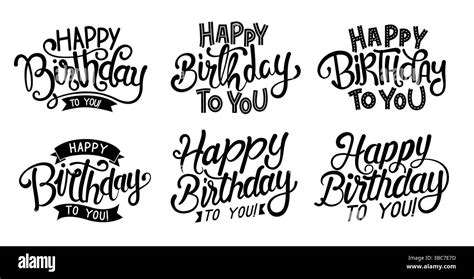 Happy Birthday Typography Greeting Clipart Set Birthday Text