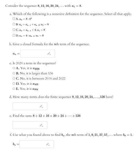 solved consider the sequence 8 12 16 20 24 with q1