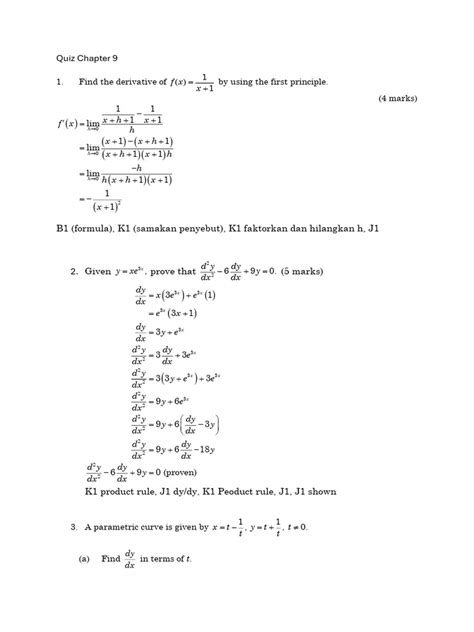 Solution Quiz Chapter 9 Pdf Mathematical Analysis Calculus