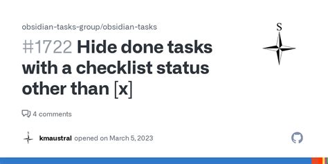 hide done tasks with a checklist status other than [x] · issue 1722 · obsidian tasks group