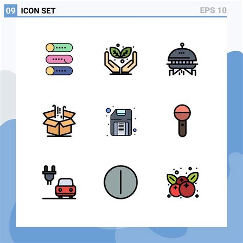 Stock Vector Icon Pack Of 9 Line Signs And Symbols For Floppy Computer Space Marketing Finance