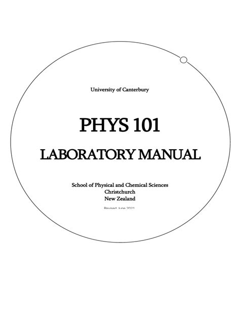 PHYS 101 Laboratory Manual University Of Canterbury