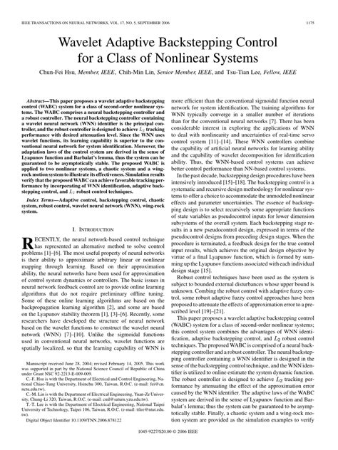 Pdf Wavelet Adaptive Backstepping Control For A Class Of Nonlinear Systems
