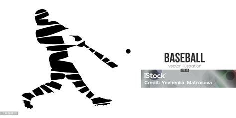 흰색 배경에 야구 선수의 추상적인 실루엣 야구 선수 타자가 공을 친다 벡터 일러스트 레이 션 3차원 형태에 대한 스톡 벡터 아트 및 기타 이미지 Istock