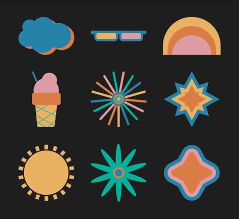 Premium Vector Set Of Retro Groovy Vector Design Premium Vector Set Of Retro Groovy Vector Design