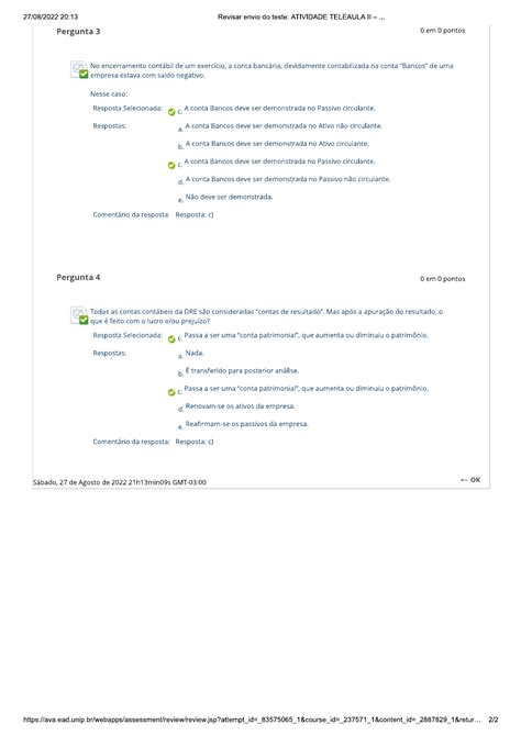 CONTABILIDADE ATIVIDADE TELE AULA II Contabilidade Geral