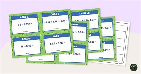 addition and subtraction with decimals task cards teach starter