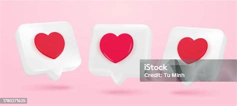3d 하트 텍스트 상자 하트 아이콘 사랑 소셜 미디어 알림 사랑 거품 채팅 상자 3d 렌더링 흰색 핀에 하트 아이콘이 분리되어