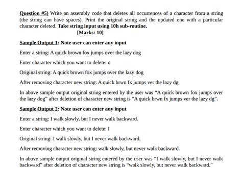 Solved Question 5 Write An Assembly Code That Deletes All