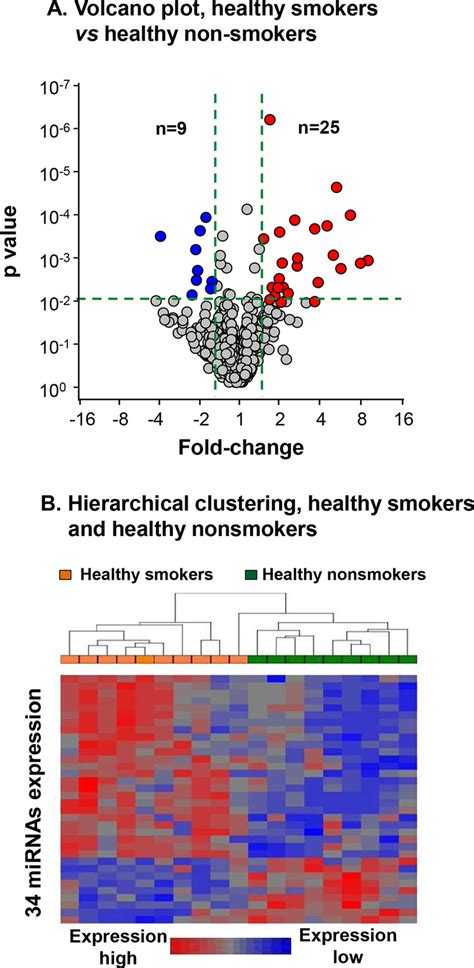 volcano plot and unsupervised hierarchical clustering of differentially