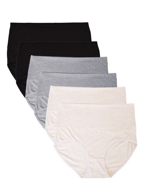 Buankoxy 6 Pack Womens High Waist Tummy Control Cotton Underwear Solid