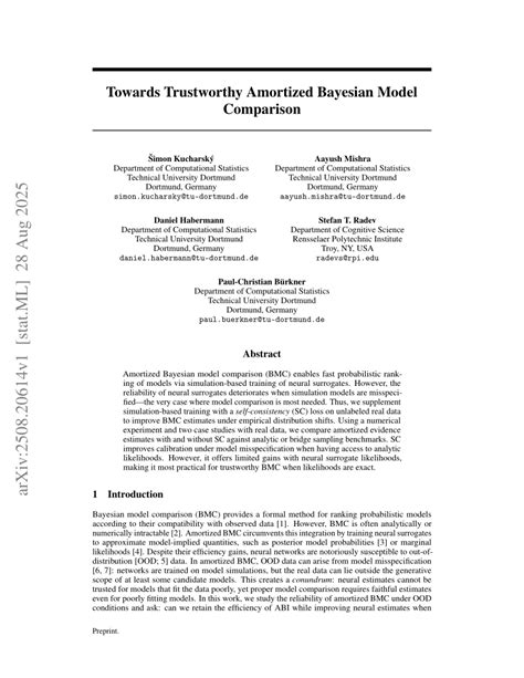 Pdf Towards Trustworthy Amortized Bayesian Model Comparison