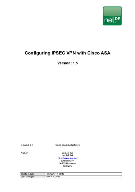 Ipsec With Cisco Asa Pdfcoffee Com